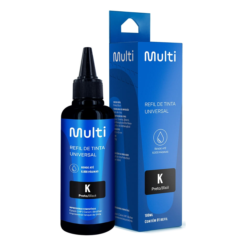 Refil de Tinta Universal Epson HP Canon 100ml Preto - RF017 - Multi