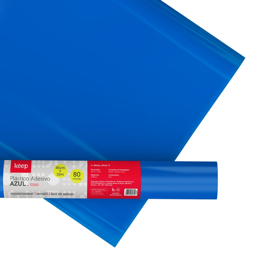 Plástico Adesivo Azul 0.08mm PVC 45cm x 10m Keep - EI160 - Multi