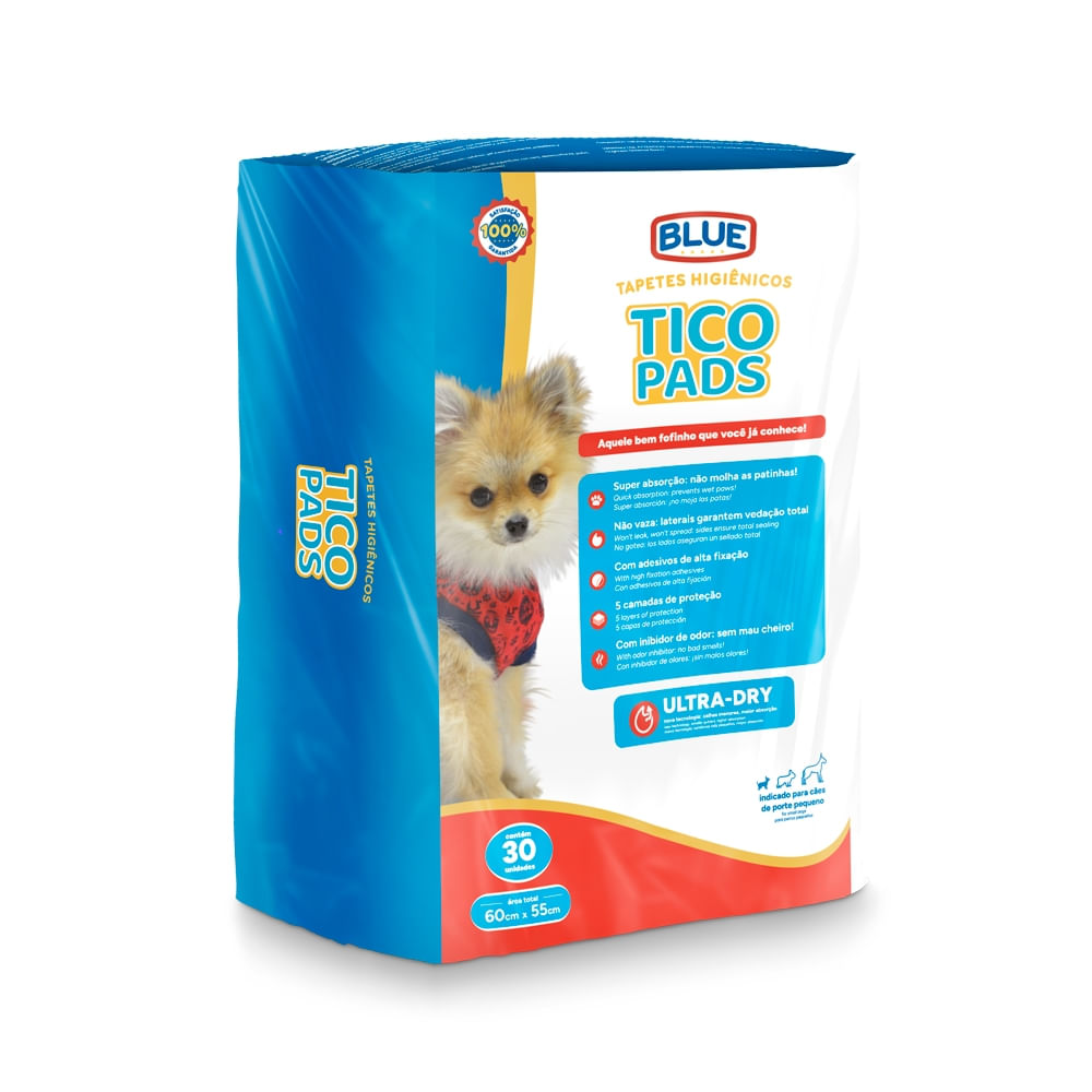 Tapete Higiênico Tico Pads 30 unidades 55x60cm - 307 - Multi