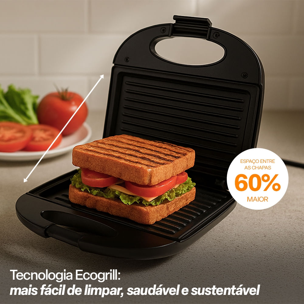 Sanduicheira Tostex Grill 220v 750w Preta Multi - GO068 - Multi
