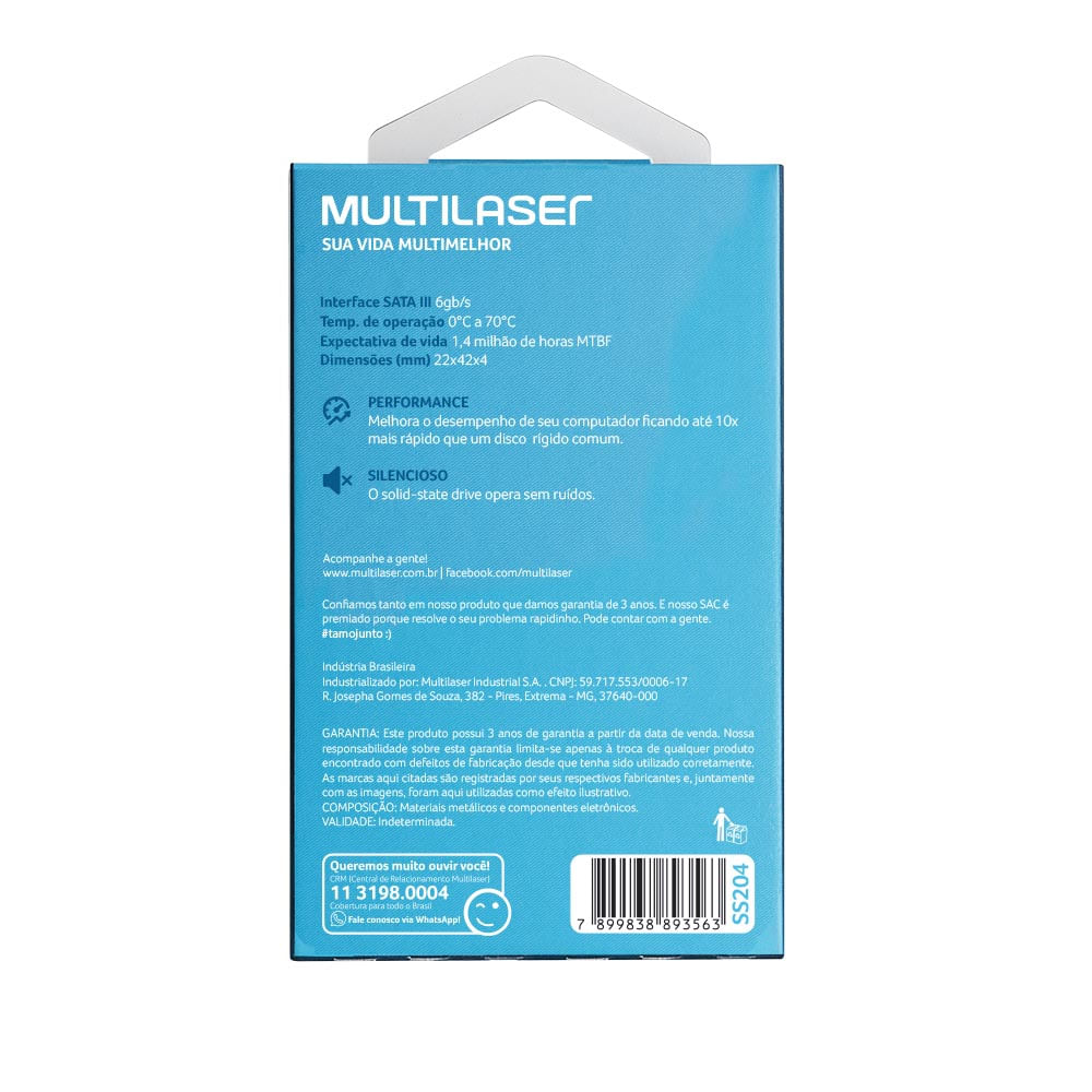 SSD Multilaser Axis 500 240GB M.2 2242 Sata - SS204OUT [Reembalado] - Multi